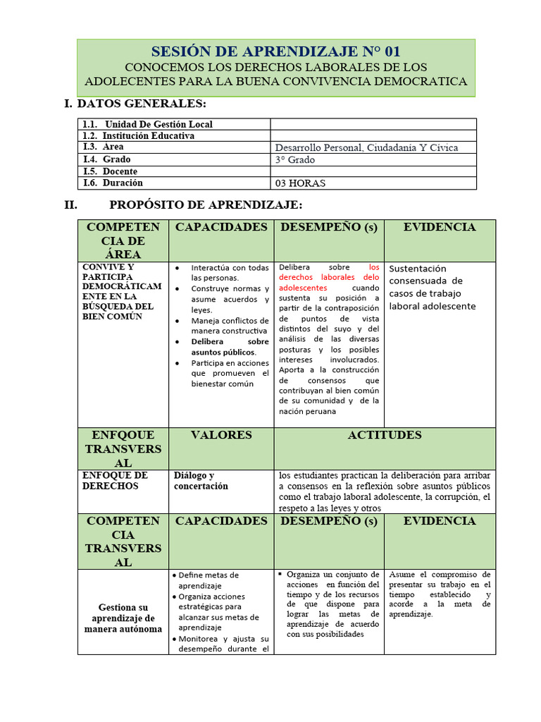 3° SESIÓN DPCC N°1 | PDF | Derecho laboral | Maestros