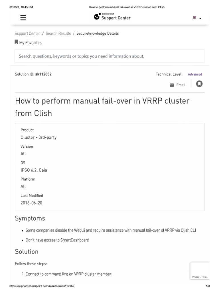 VRRP Manual Failover | PDF