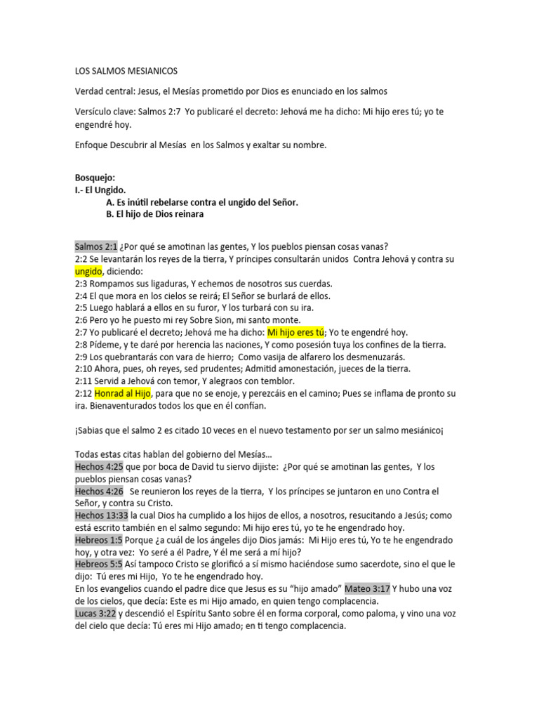 Salmos Mesiánicos y su Cumplimiento | PDF | Derecho | Historia