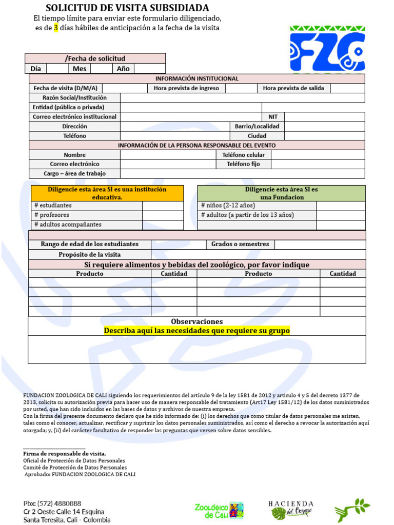 Formulario Programacion Visita Educativa 2023 | PDF