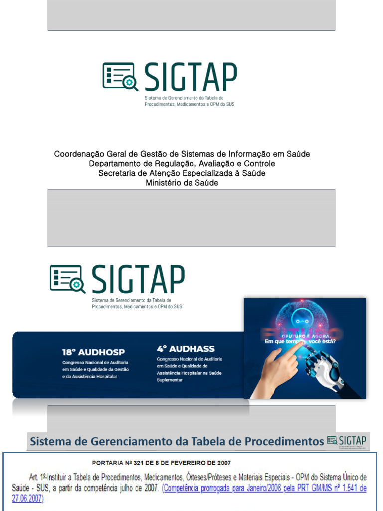 Curso SIGTAP Parte I Tarde | PDF