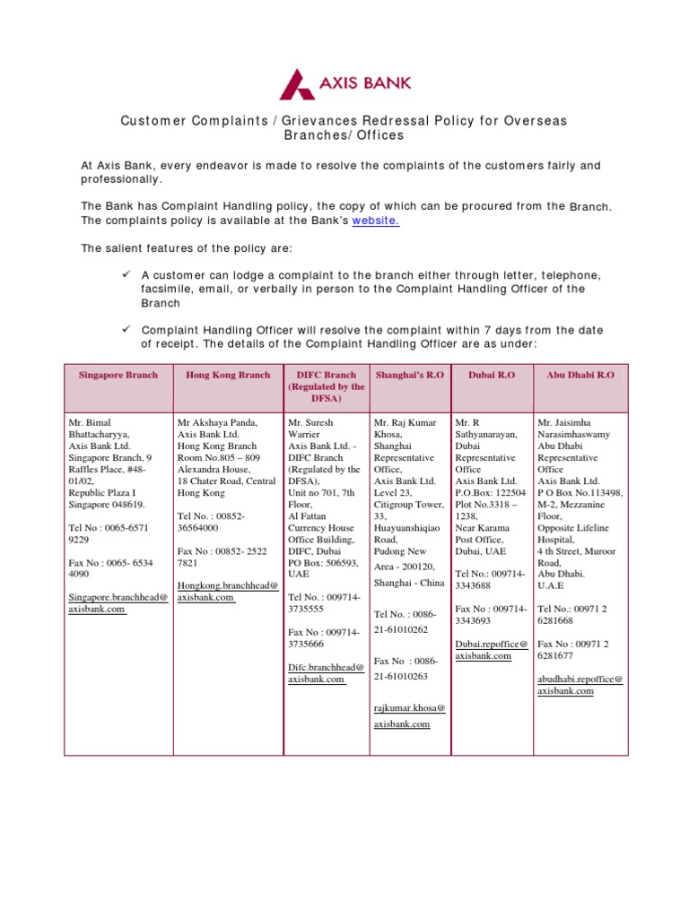 AXISBANK Overseas Bank Leaflets | PDF | Finance & Money Management