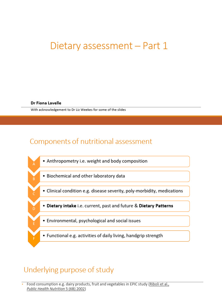 Dietary Assessment - Part 1 2 | PDF | Diet (Nutrition) | Diet & Nutrition