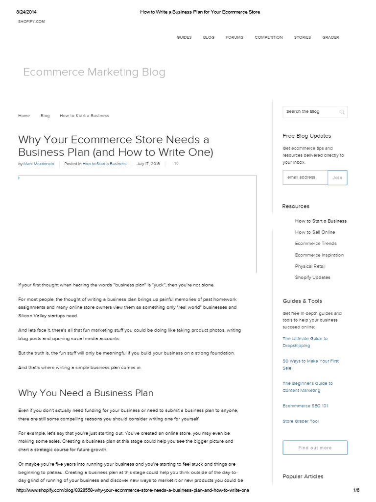 Business Plan E-Commerce Store | PDF