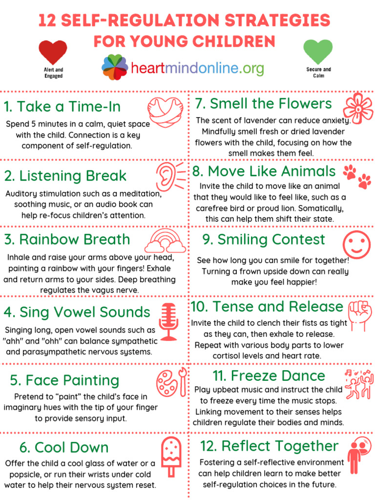 12 Self-Regulation Strategies For Young Children Infographic | PDF | Emotional Self Regulation ...