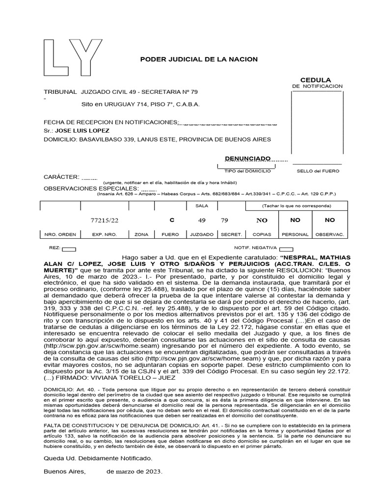 Modelo Cedula Ley | PDF