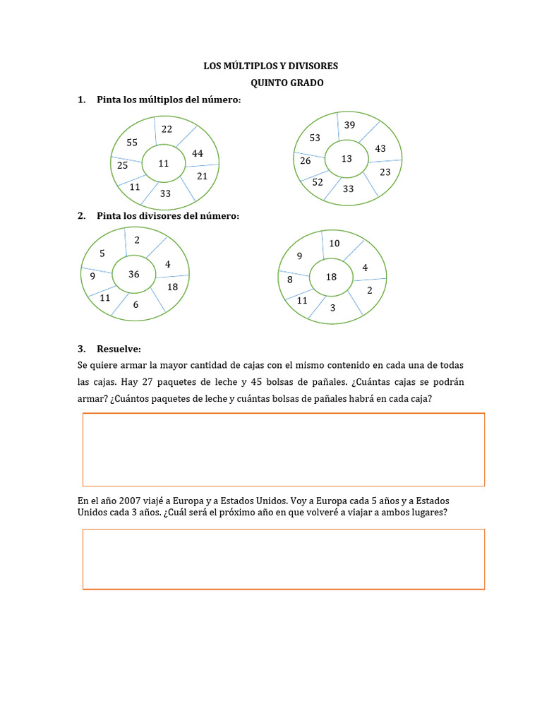 Múltiplos y Divisores para Quinto y Sexto Grado | PDF
