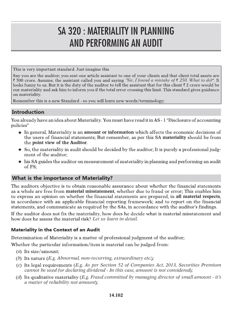 Sa 320 | Download Free PDF | Financial Audit | Audit