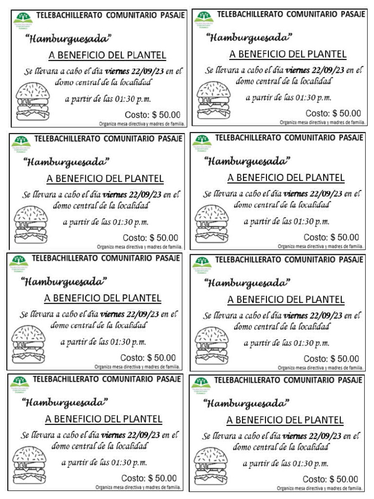 Boletos Hamburguesada Word | PDF