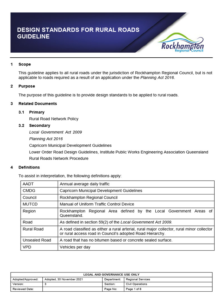 Design Standards For Rural Roads Guideline V3 | PDF