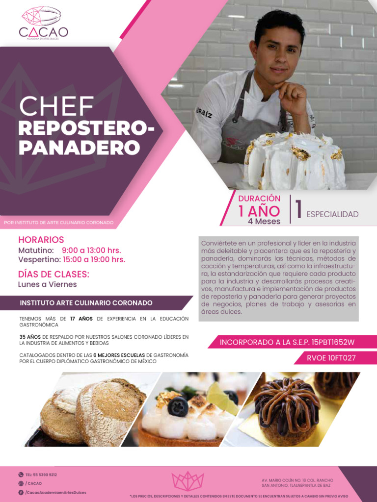 Chef Repostero Panadero V2023-2 | PDF | Pastelería de panadería | Horneando
