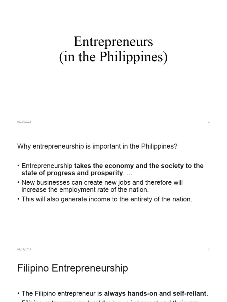 Filipino Entrepreneurs' Impact | PDF | Entrepreneurship | Small And ...