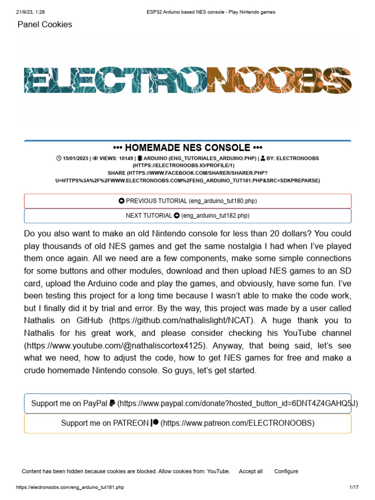 ESP32 Arduino Based NES Console - Play Nintendo Games | PDF | Video ...