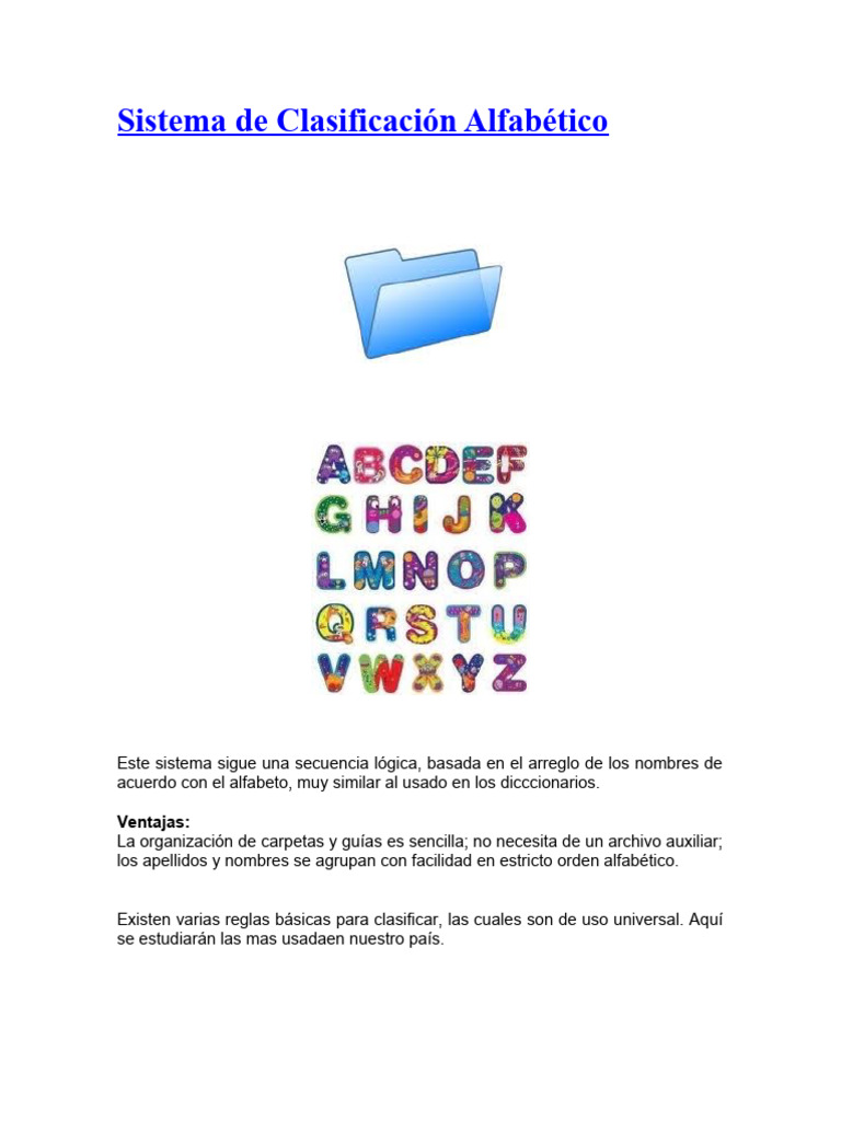 Sistema de Clasificación Alfabético | PDF