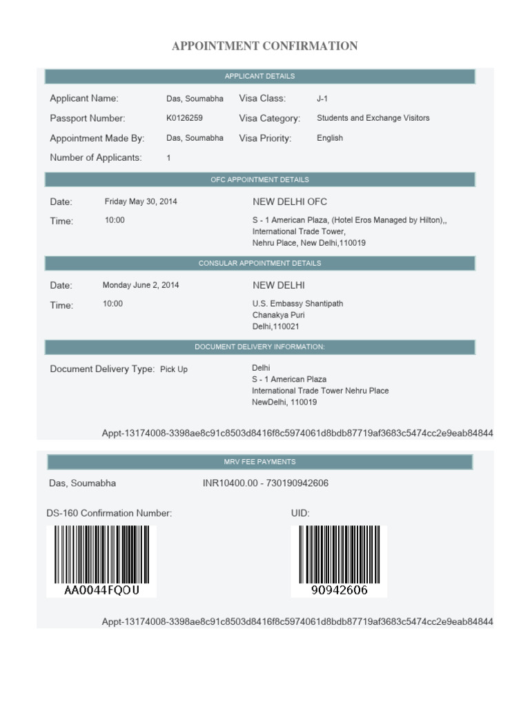 Dokumen.tips Visa Appointment Confirmation Letter (1) | PDF