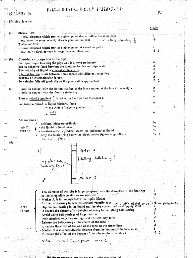 AL 1993 Physics Marking Scheme | PDF