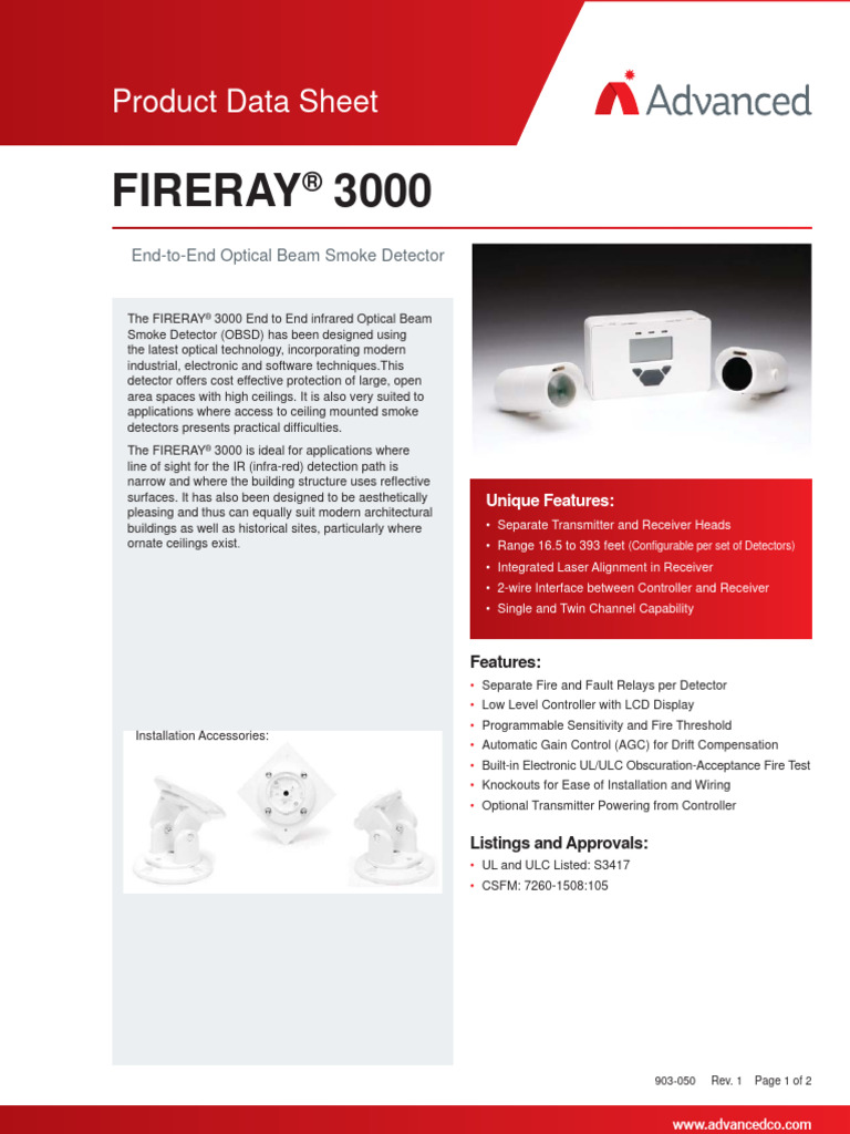 FIRERAY 3000 End-To-End Beam Detector | PDF