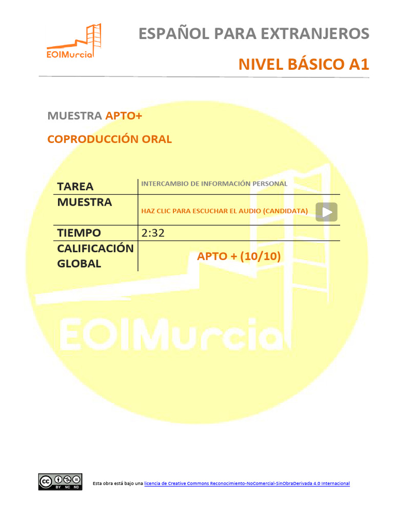 Español CPTO A1 Apto+ | PDF