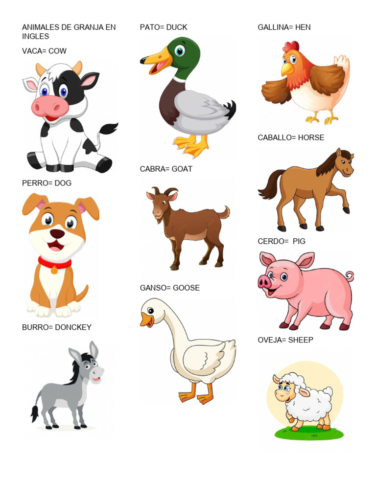 Animales De Granja En Ingles Pdf