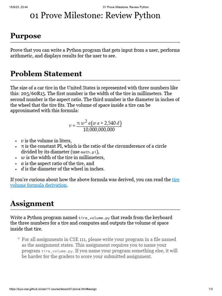01 Prove Milestone - Review Python | PDF
