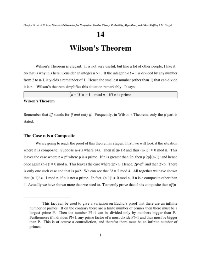 Wilson's Theorem Explained | PDF | Science & Mathematics