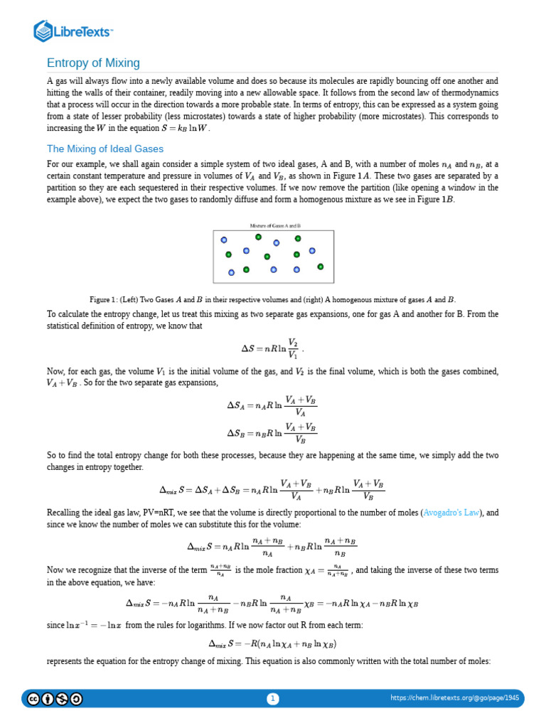 Entropy of Mixing | PDF