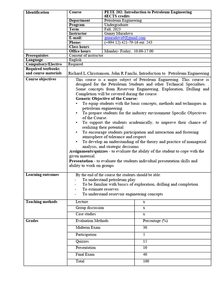 G Muradova Introduction To Petroleum Engineering | PDF | Petroleum Reservoir | Engineering