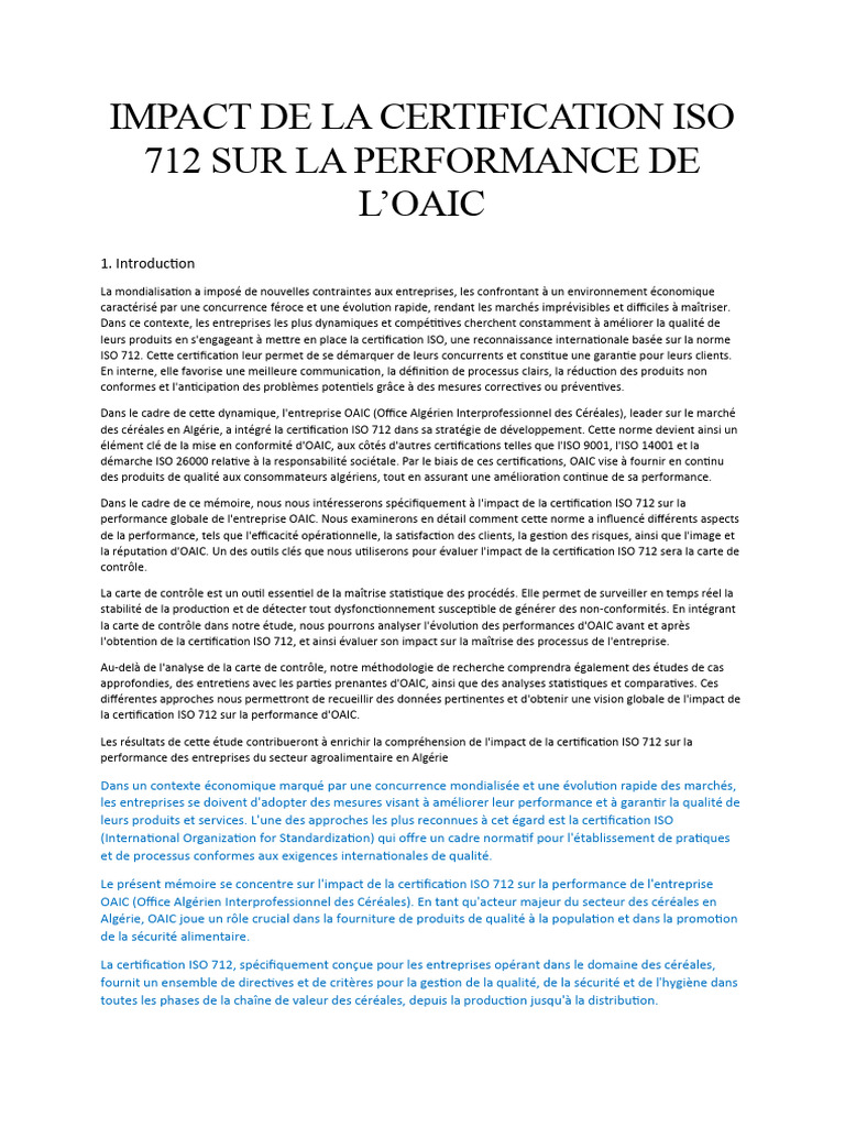 Impact ISO 712 sur OAIC Algérie | PDF