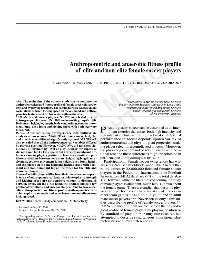 Anthropometric and Anaerobic Fitness Profile of Elite and Non-Elite ...