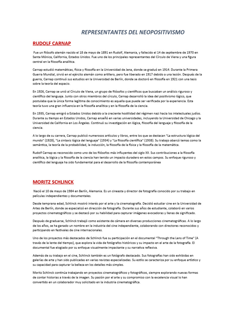 Neopositivismo: Filosofía y Representantes | PDF | Positivismo ...