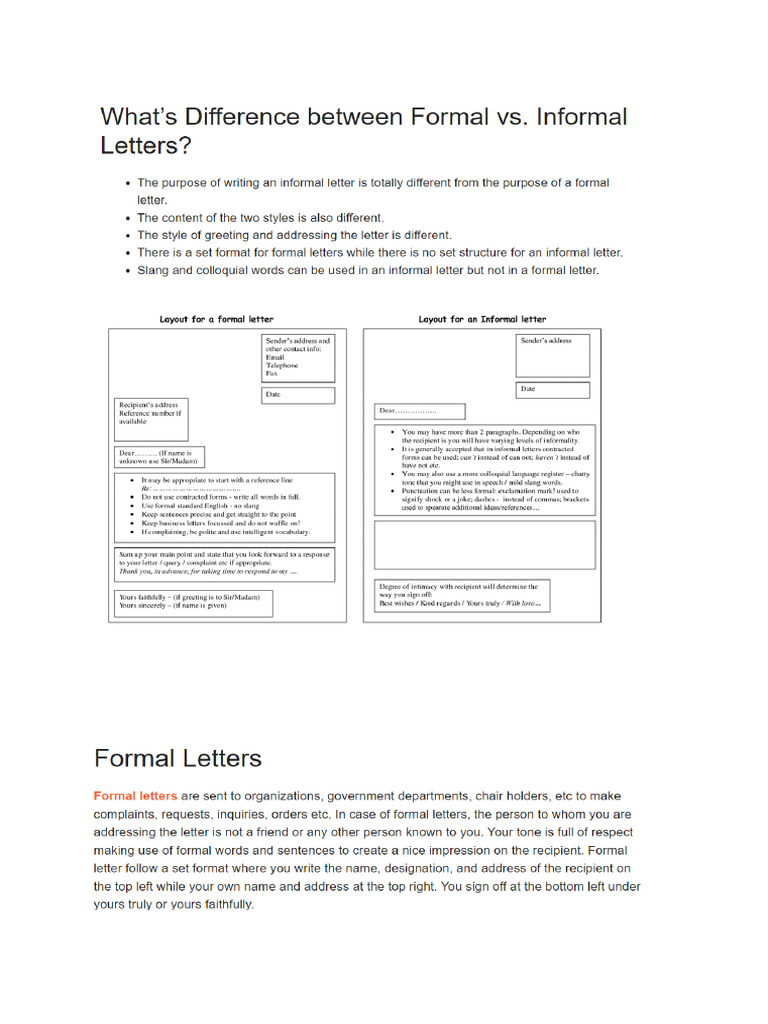 Formal and Informal Letter | PDF