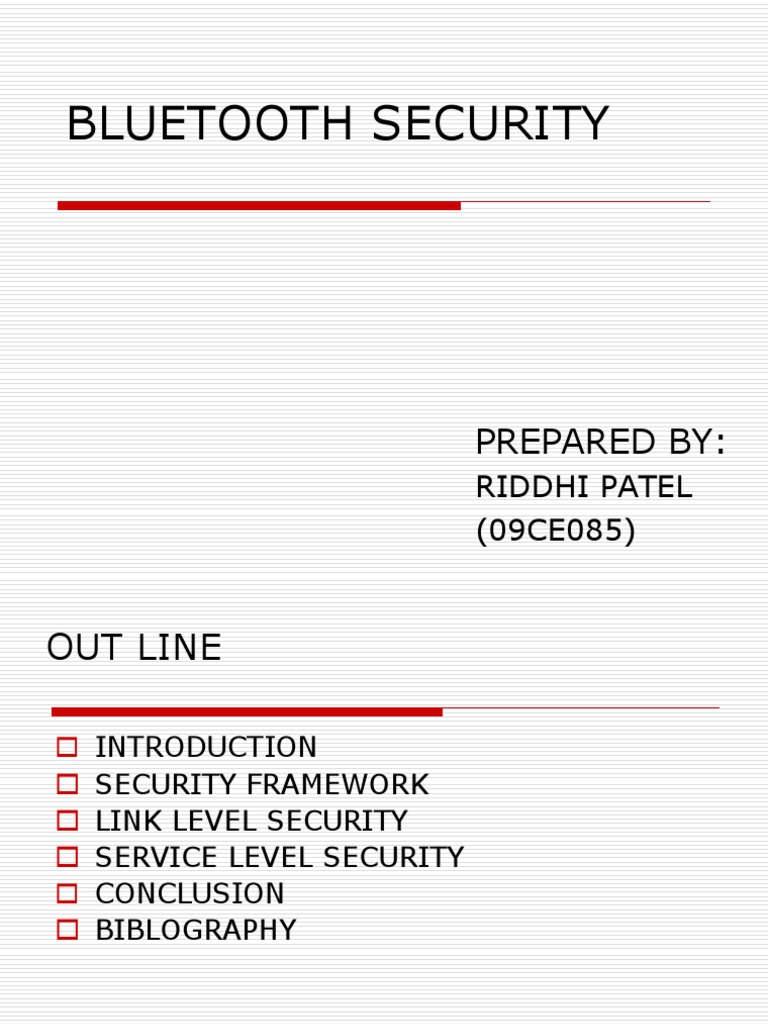 Bluetooth Security: Prepared by | PDF