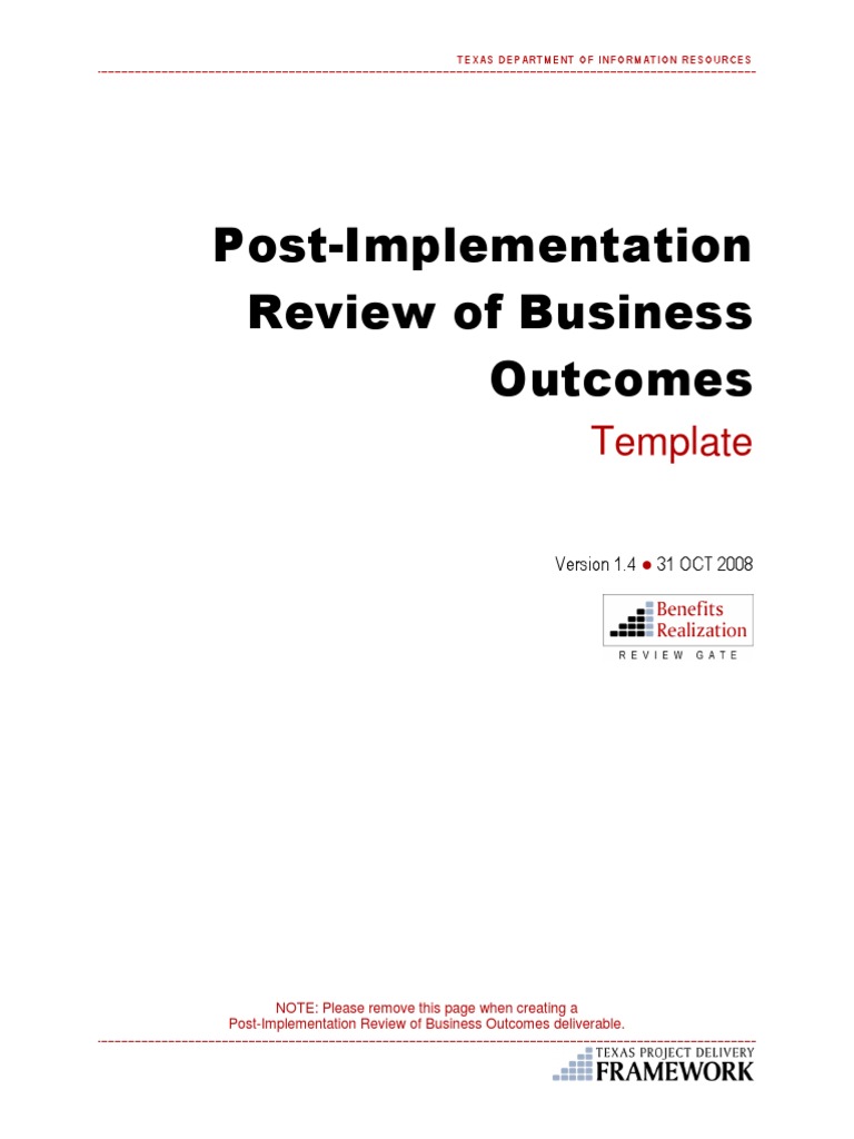 Framework - Post Implementation Review Template | PDF | Goal | Project ...