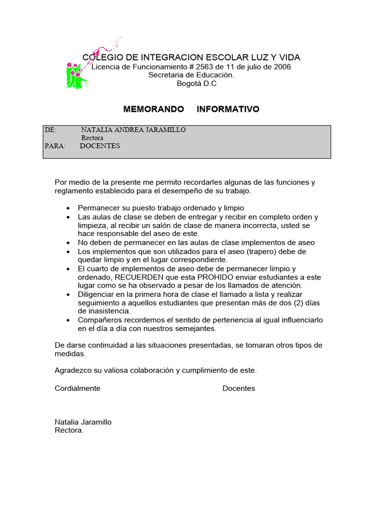 memorando informativo | PDF