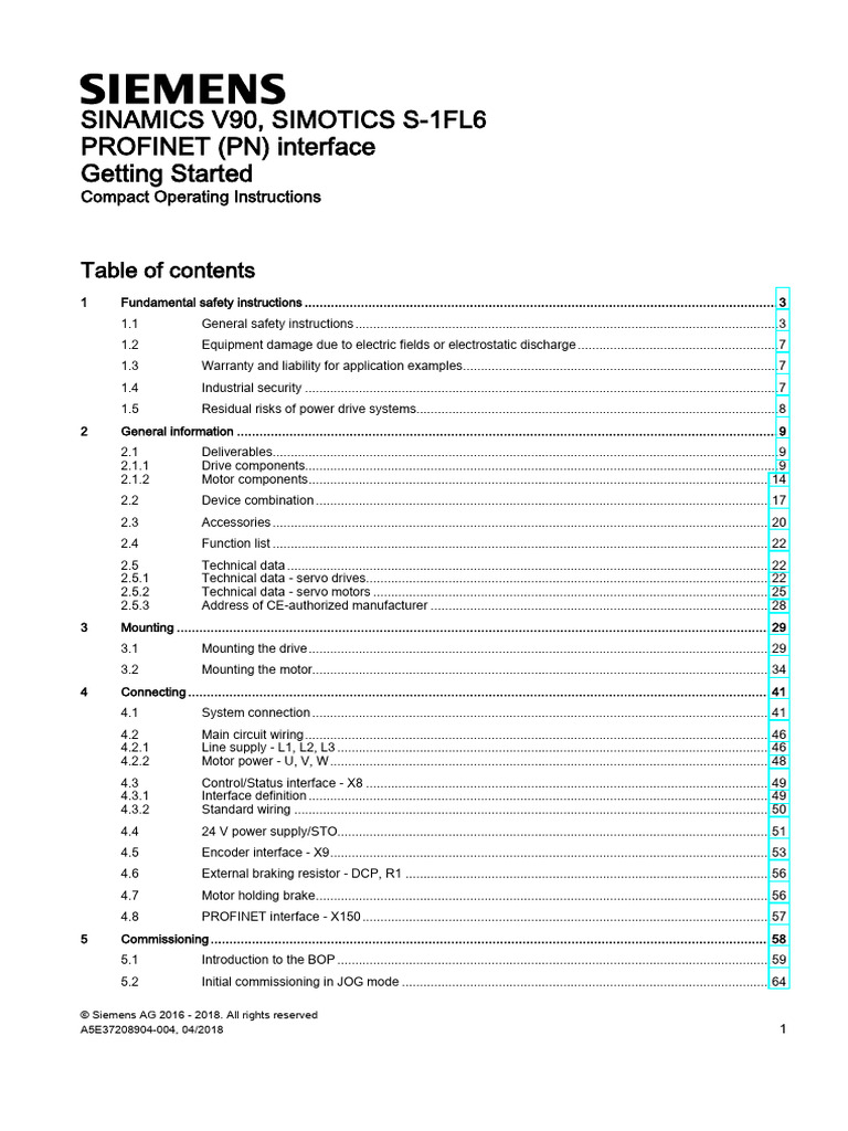 Sinamics V90 PN 1FL6 Get Started en | PDF Sinamics V90 PN 1FL6 Get Started en | PDF