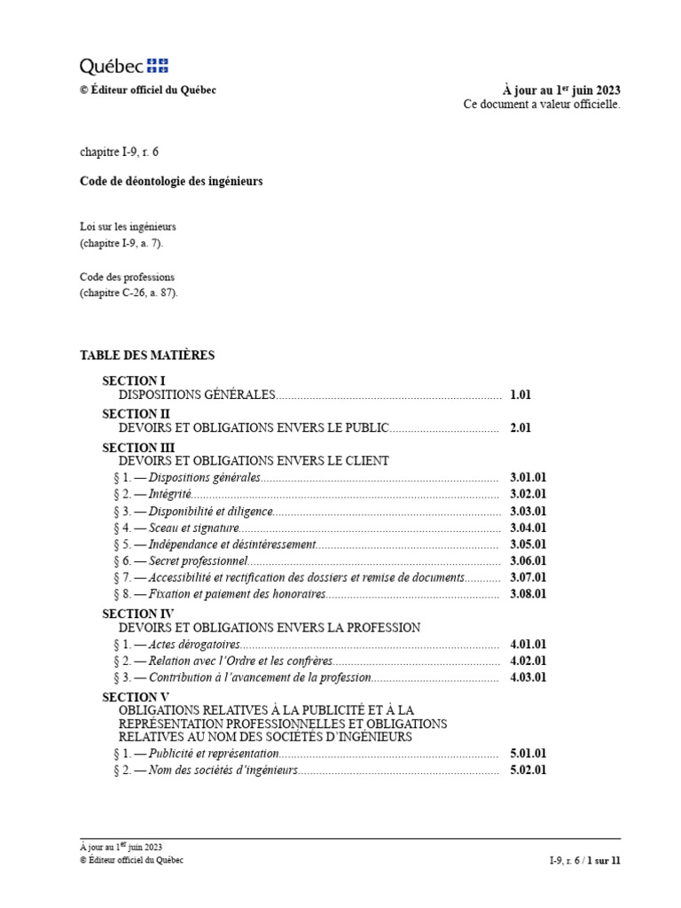 Code de déontologie | PDF