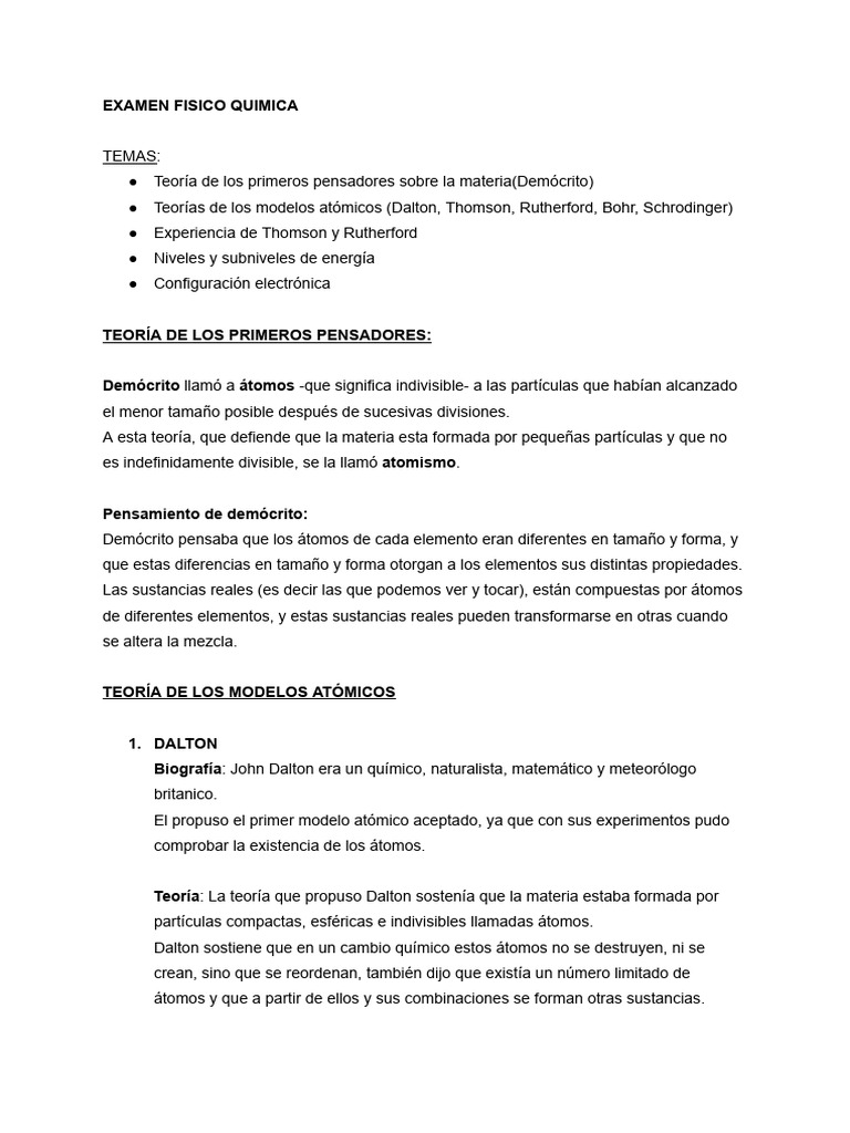 RESUMEN FISICO QUIMICA | PDF | Núcleo atómico | Átomos