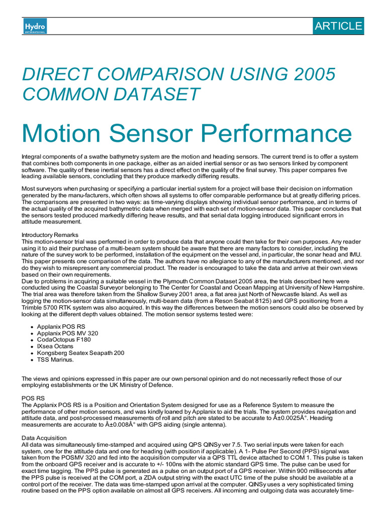 Motion Sensor Performance | PDF