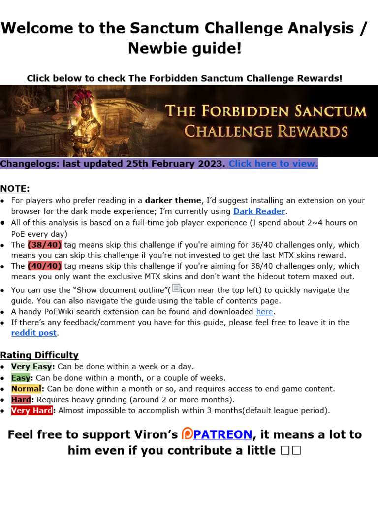 The Forbidden Sanctum League Challenge Analysis - Newbie Guide | PDF