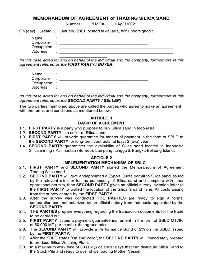 Rev Moa Trading of Silica Sand | PDF | Letter Of Credit | Non ...
