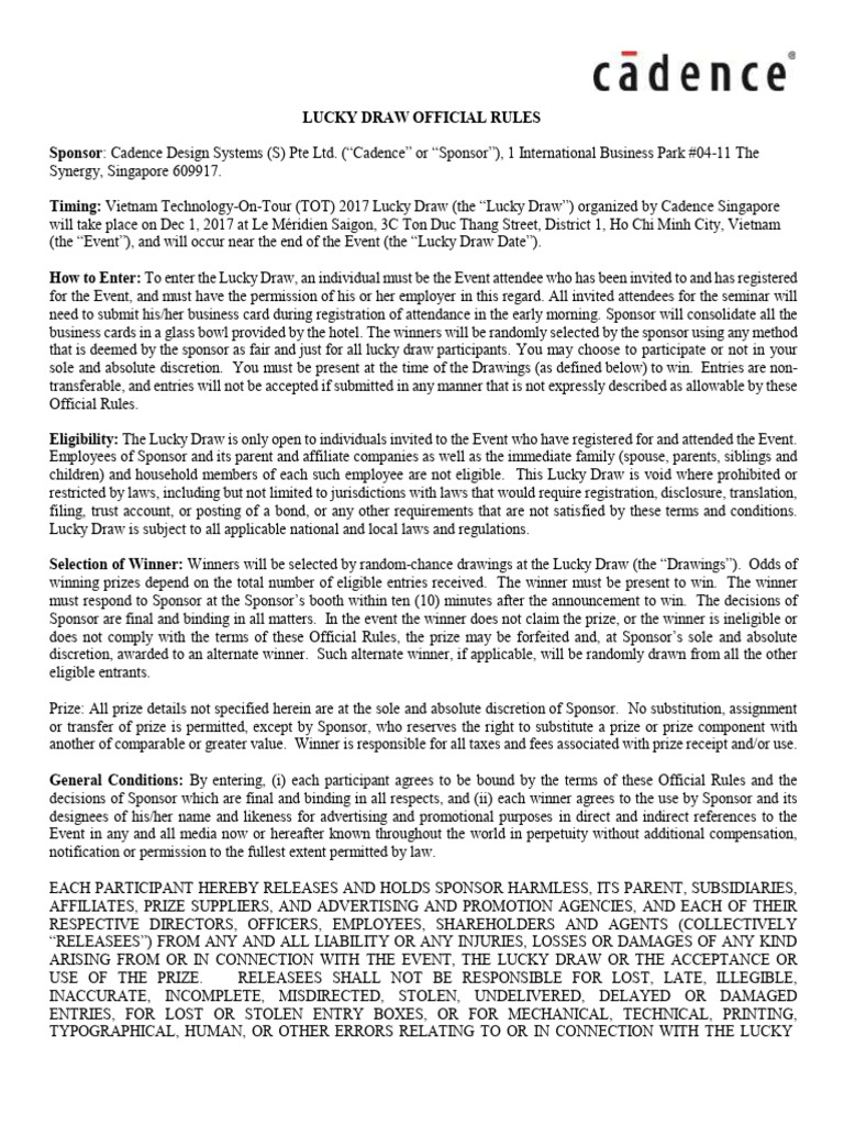 Lucky Draw Official Rules | PDF