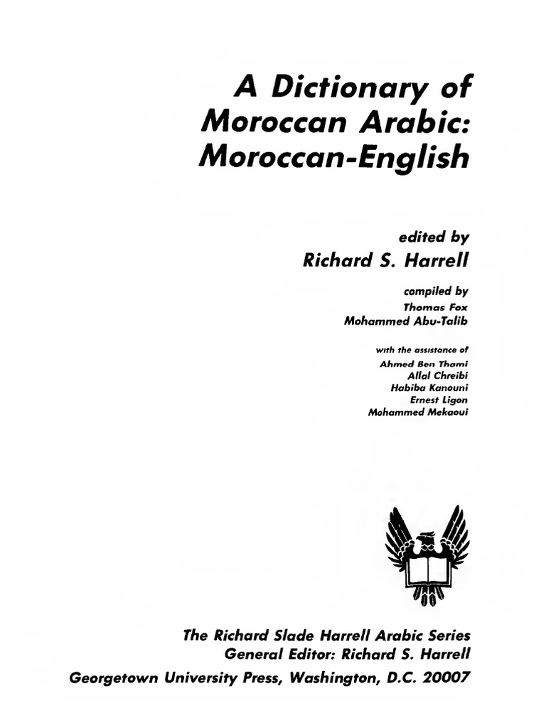 A Dictionary of Moroccan Arabic Moroccan-English & English-Moroccan ...