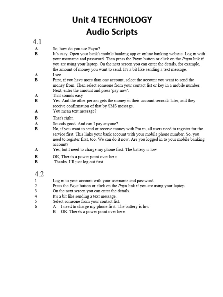 Unit 4 Technology Script | PDF