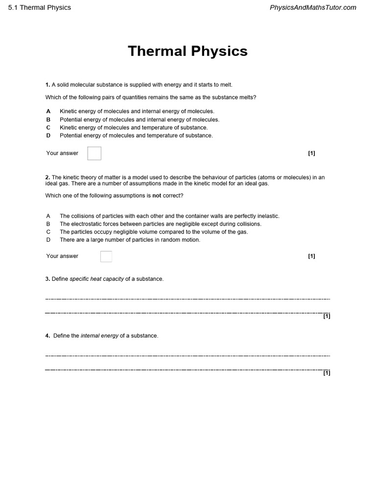 5.1 Thermal Physics QP - OCR (A) Physics A-level | PDF