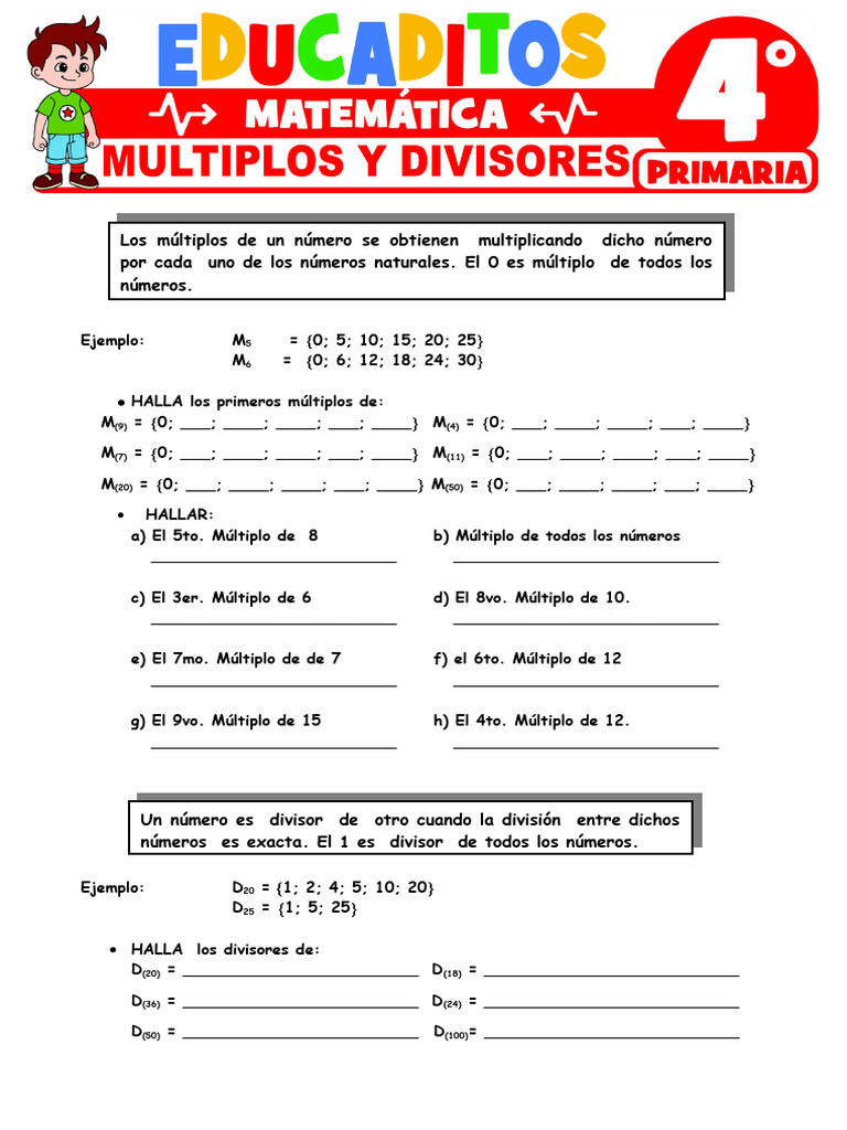 Multiplos-y-Divisores-para-Cuarto-Grado-de-Primaria | PDF