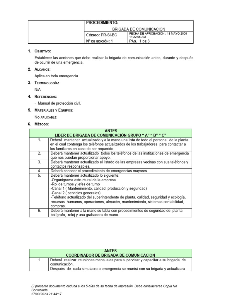 Brigada De Comunicacion 1 Pdf