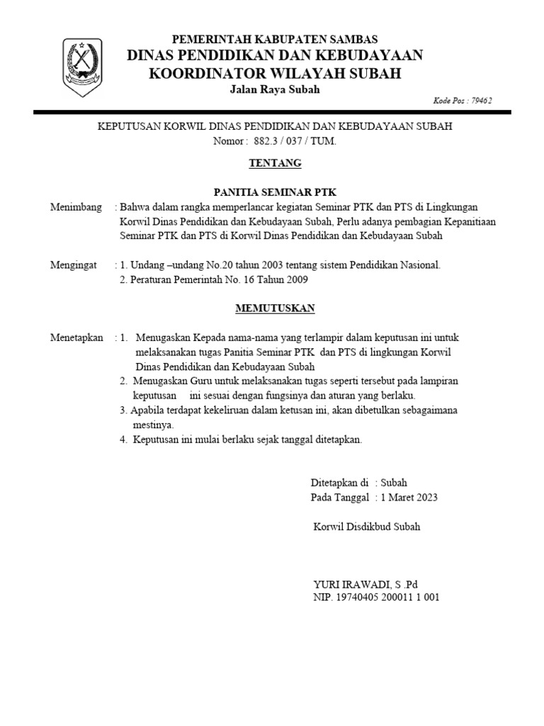 SK Panitia Seminar | PDF