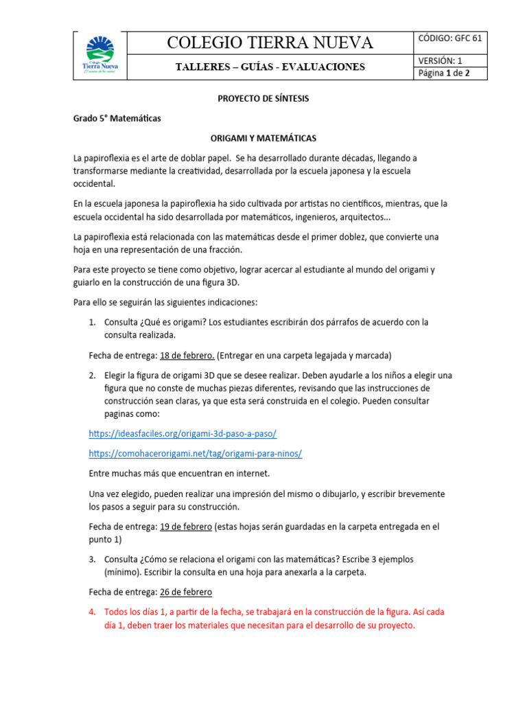 Proyecto Math 5 T2 | PDF | Origami