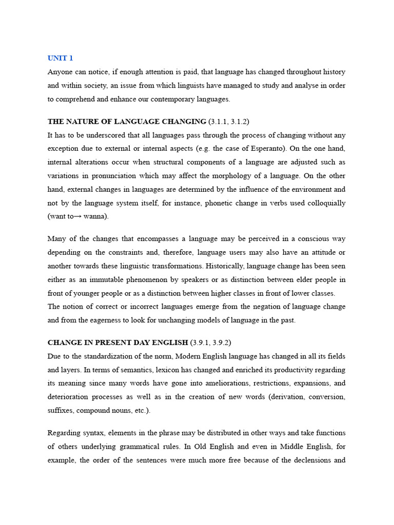 Diachronic Linguistics Portfolio | PDF | English Language | Grammatical ...