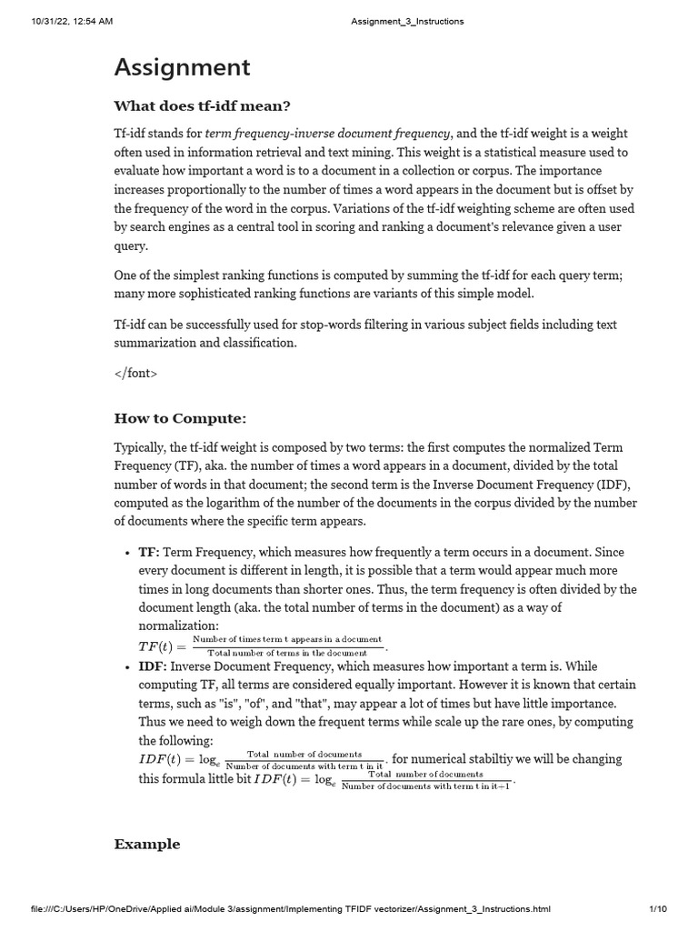 Assignment 3 Instructions | PDF